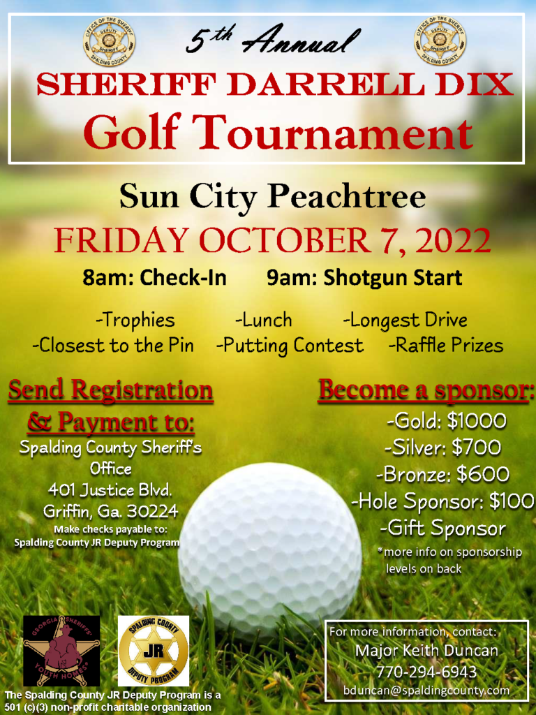 Spalding County 5th Annual Sheriff Darrell Dix Golf Tournament ...